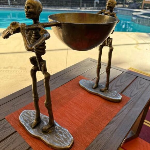 Accents | Halloween Or Double Skeleton Bowl Centerpiece Gothic Dcor 18 ...
